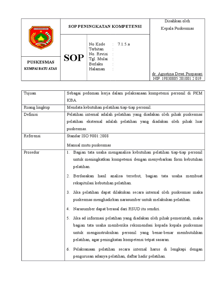SOP Peningkatan Kompetensi | PDF