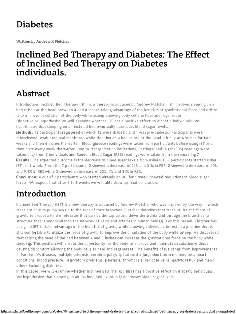 Inclined Bed Therapy and Diabetes - The Effect of Inclined Bed Therapy ...