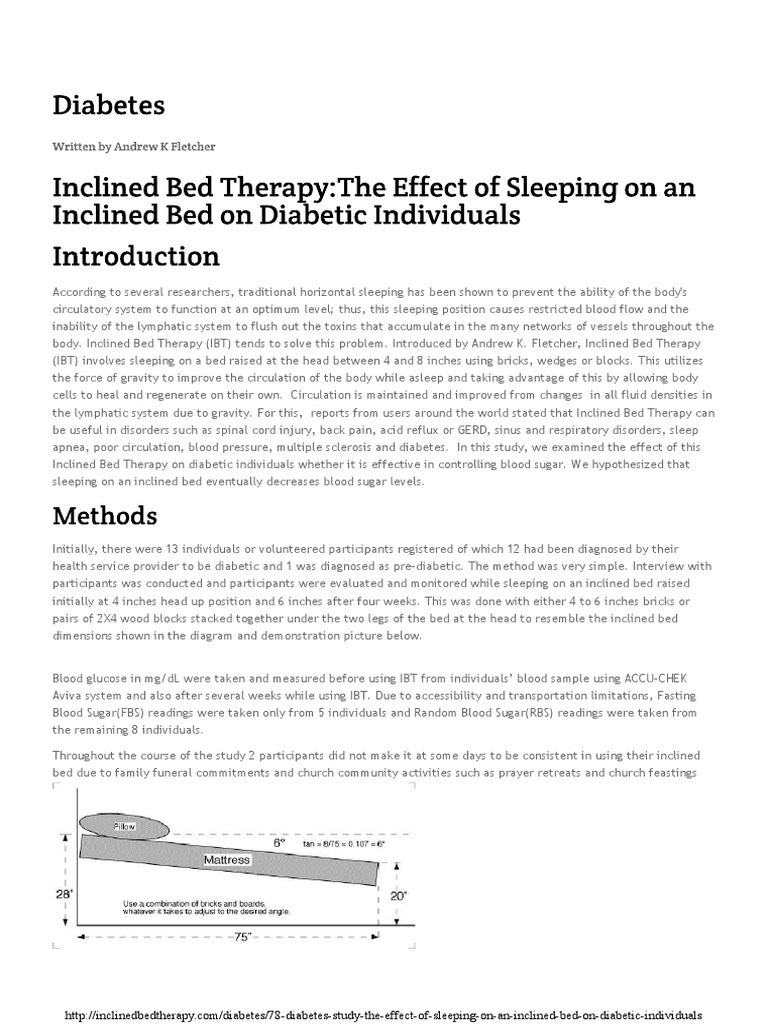 Diabetes Study - The Effect of Sleeping On An Inclined Bed On Diabetic ...