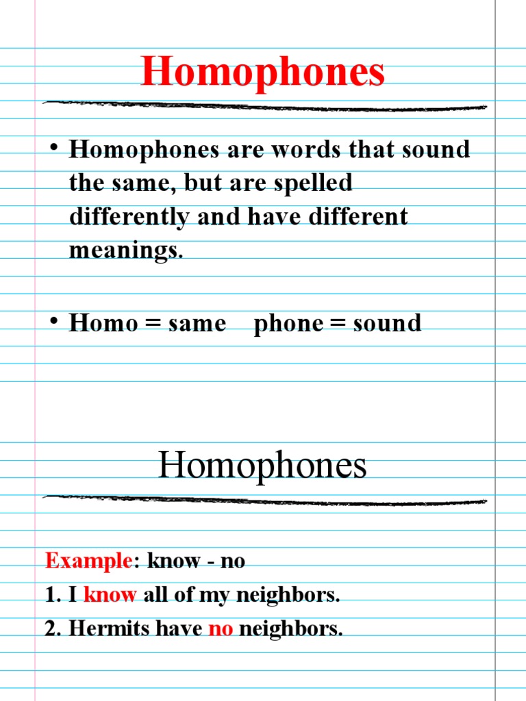 Homophones: - Homophones Are Words That Sound | PDF | Language Arts ...