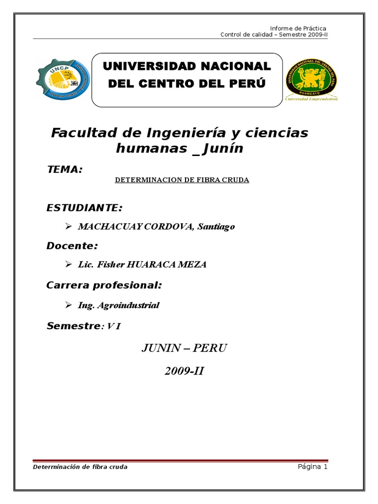 Determinazcion de Fibra Cruda | PDF | Fibra dietética | Dieta y nutrición