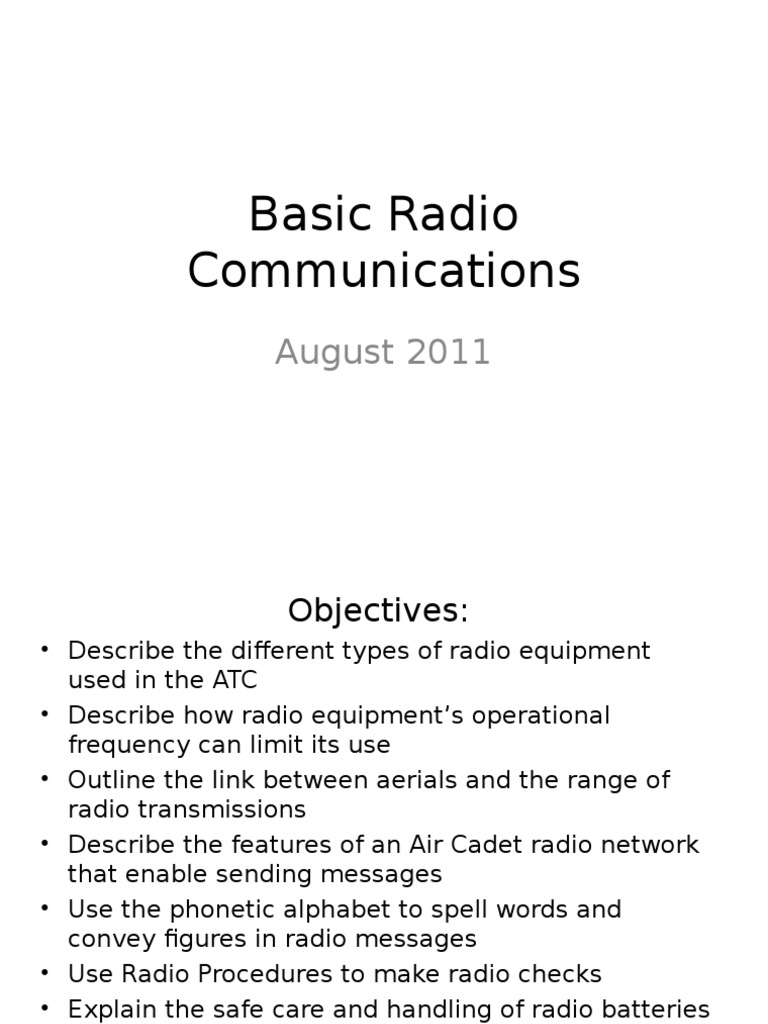 1st Class - Basic Radio Communications - ppt2 | PDF | Radio | High ...