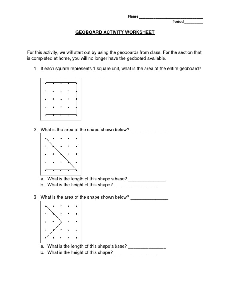Geoboard Activity | PDF | Area | Triangle
