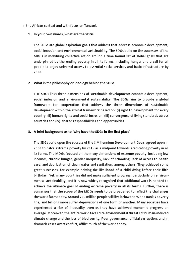 SDGs Questions and Answers.pdf | Millennium Development Goals ...