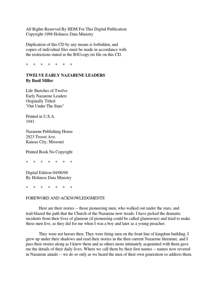 Twelve Early Nazarene Leaders | PDF | Holiness Movement | Methodism