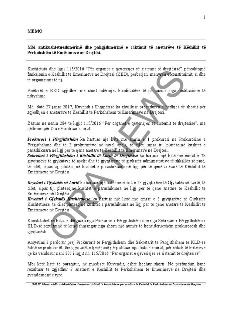 Memo e Xhafës Për Shortin e KED | PDF