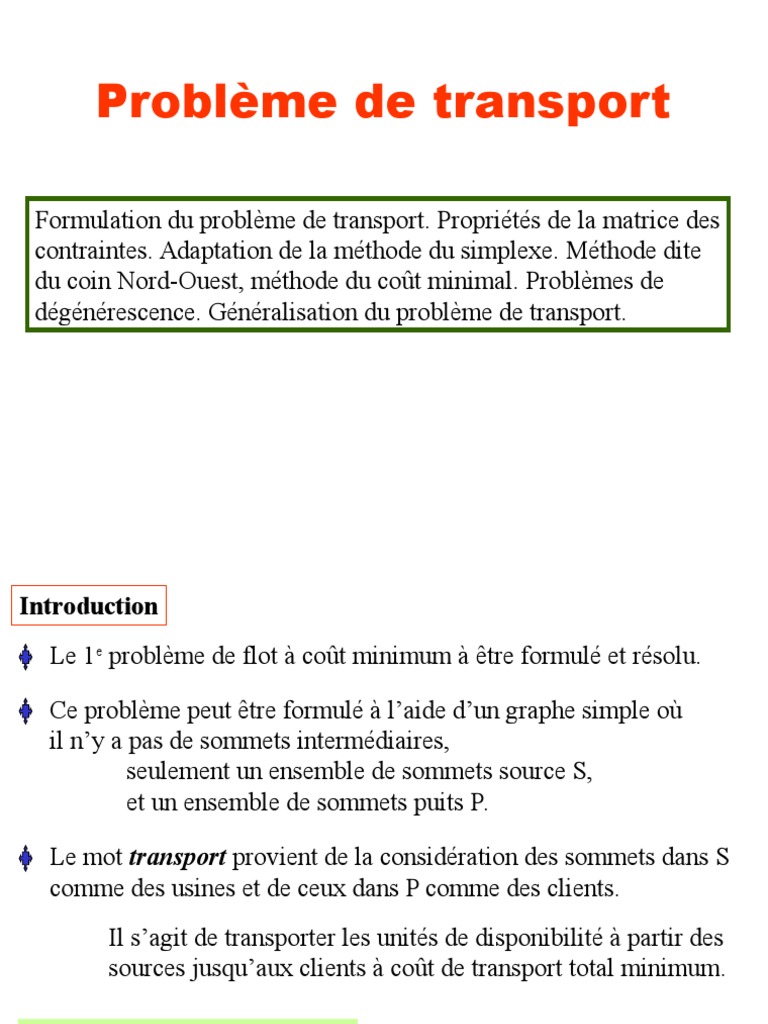 Probleme de Transport | PDF | Théorie des graphes | Base (algèbre linéaire)