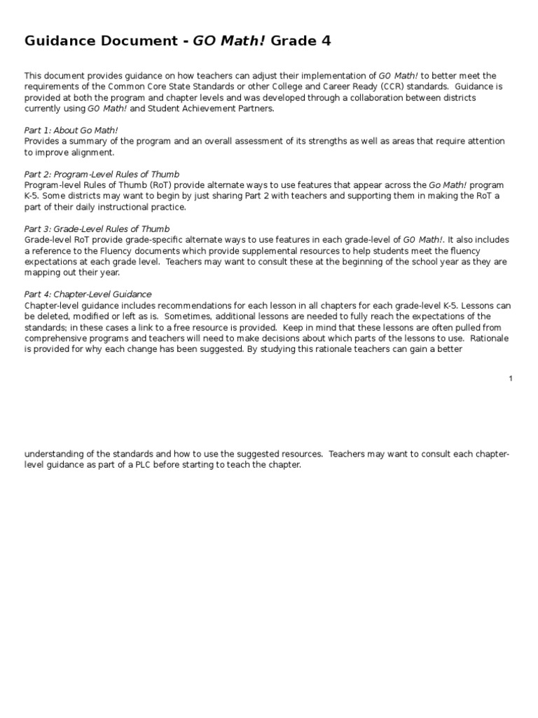 GO Math! Grade 4 Implementation Guide | PDF | Fraction (Mathematics ...