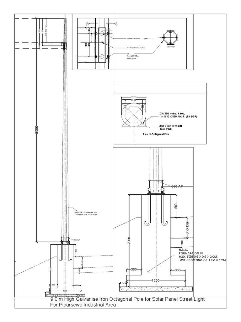 Street Light Pole Foundation Design | PDF | Metals | Metalworking