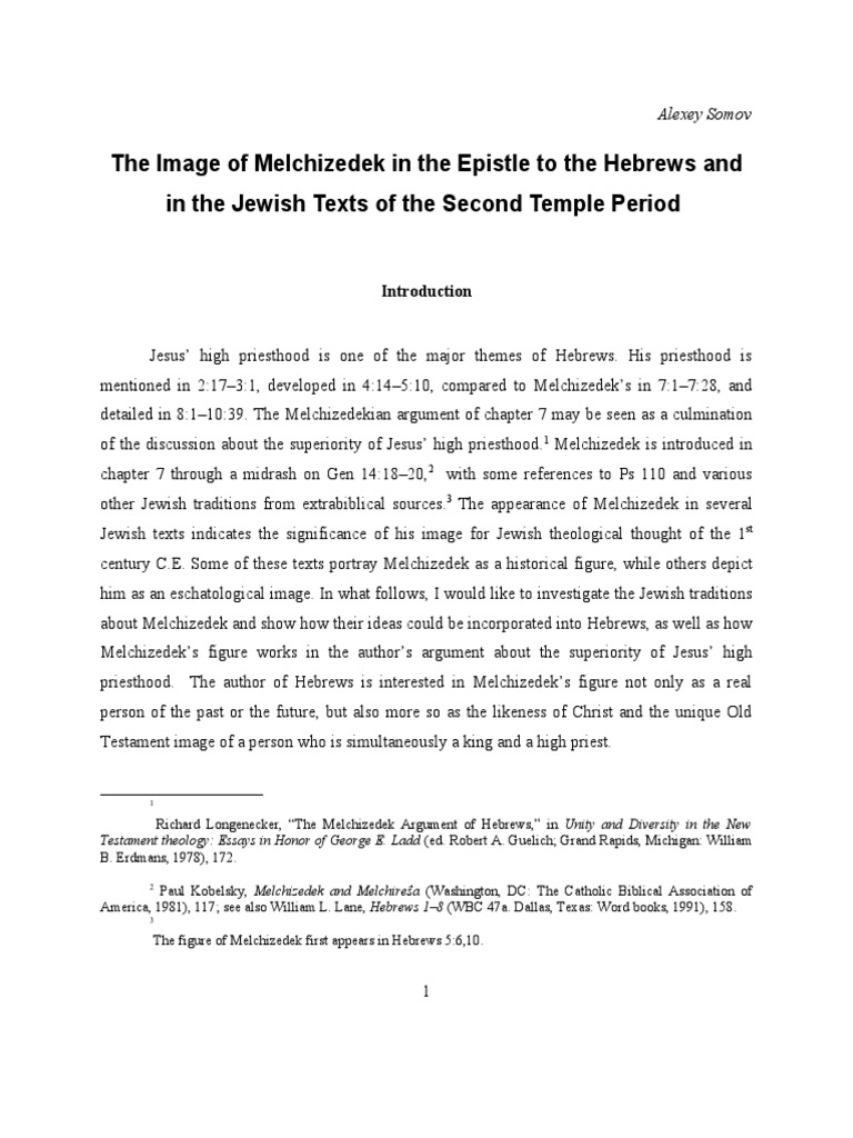 The Image of Melchizedek in The Epistle | PDF | Bible | Jesus