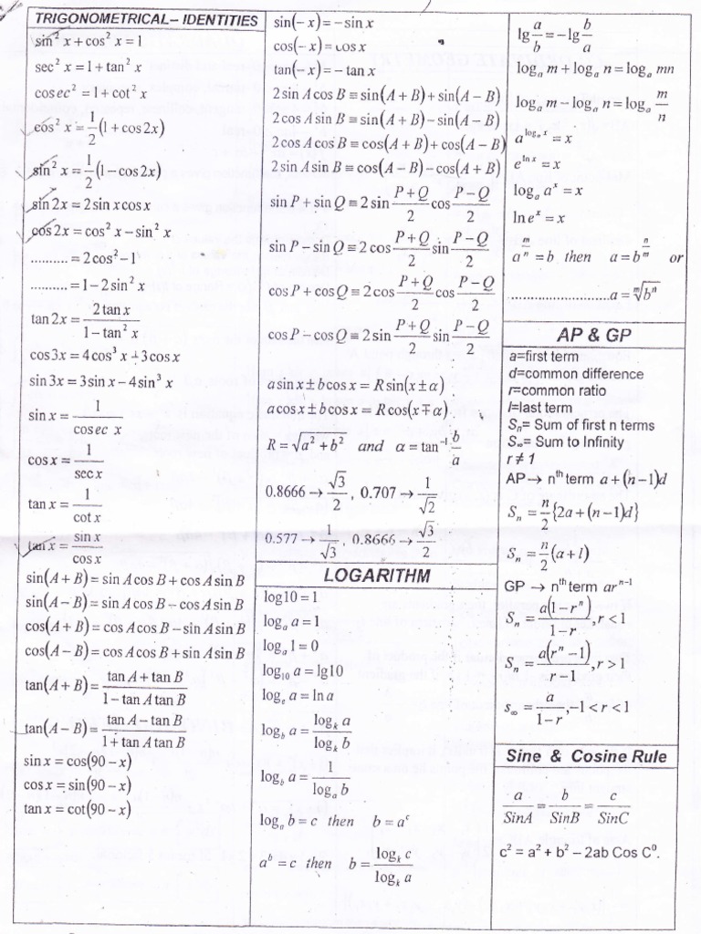 Formula List | PDF | Trigonometric Functions | Trigonometry