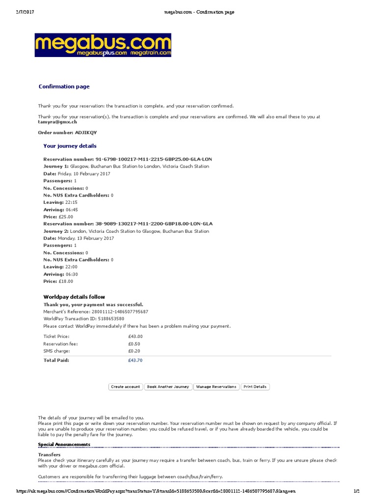 Confirmation Page | PDF | Public Transport | Transport