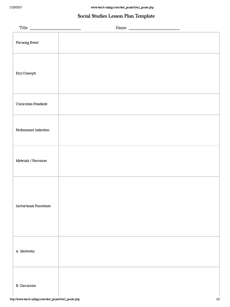Teach Nology Com Test Parser Html Parser Pdf Lesson Plan Education Theory
