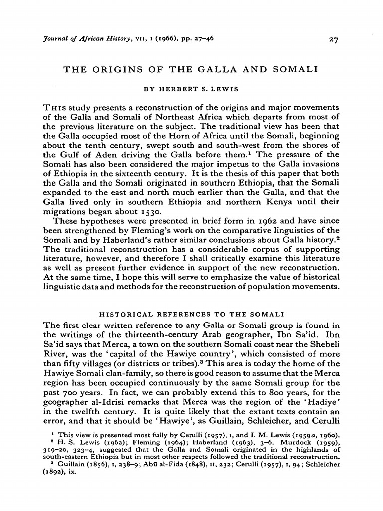 The Origins of The Galla & Somali | PDF | Horn Of Africa | Somalia