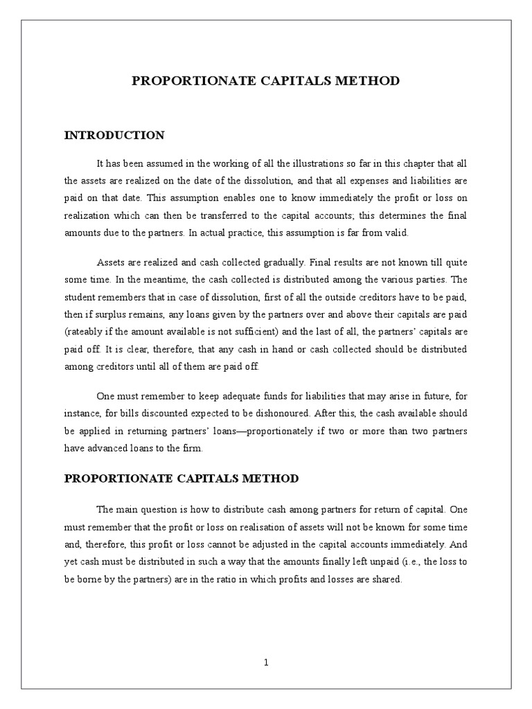 Proportionate Capitals Method | PDF | Profit (Accounting) | Capital ...