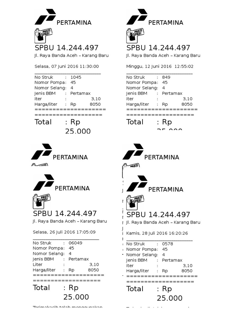 Struk Bensin Ipul | PDF
