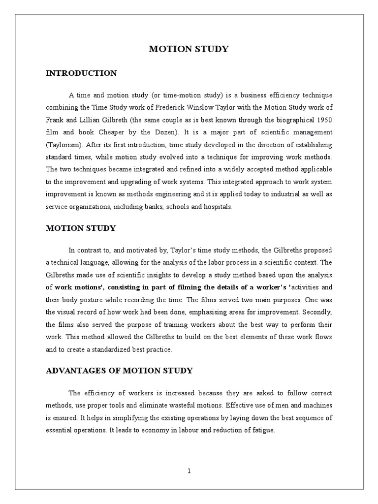 Motion Study | PDF | Business | Production And Manufacturing