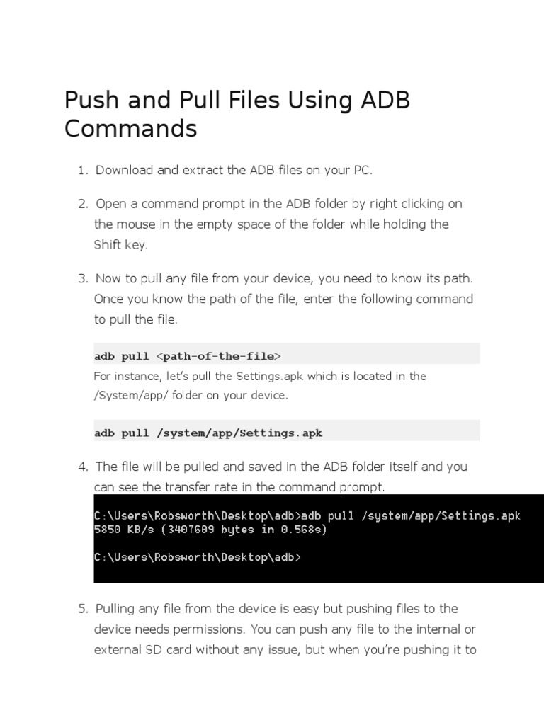 Push and Pull Files Using ADB Commands