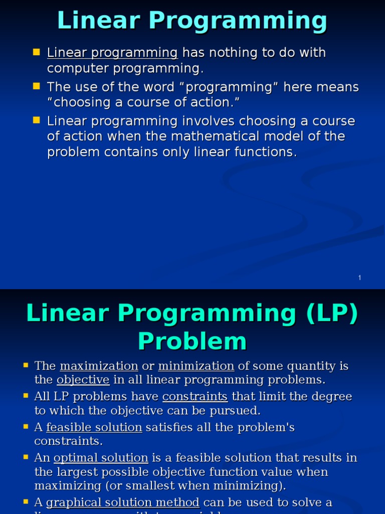 Introduction To Linear Programming | PDF | Linear Programming | Mathematical Optimization