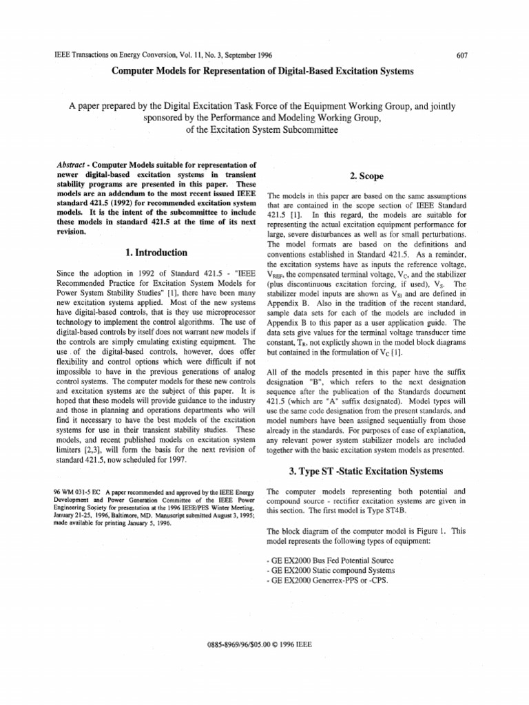 IEEE Task Force Report Digital AVR 1996 | PDF | Electronics | Electricity