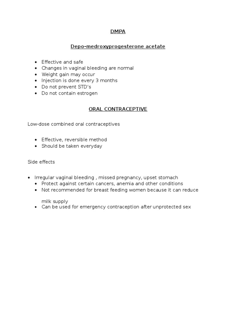 Dmpa Depo-Medroxyprogesterone Acetate | PDF