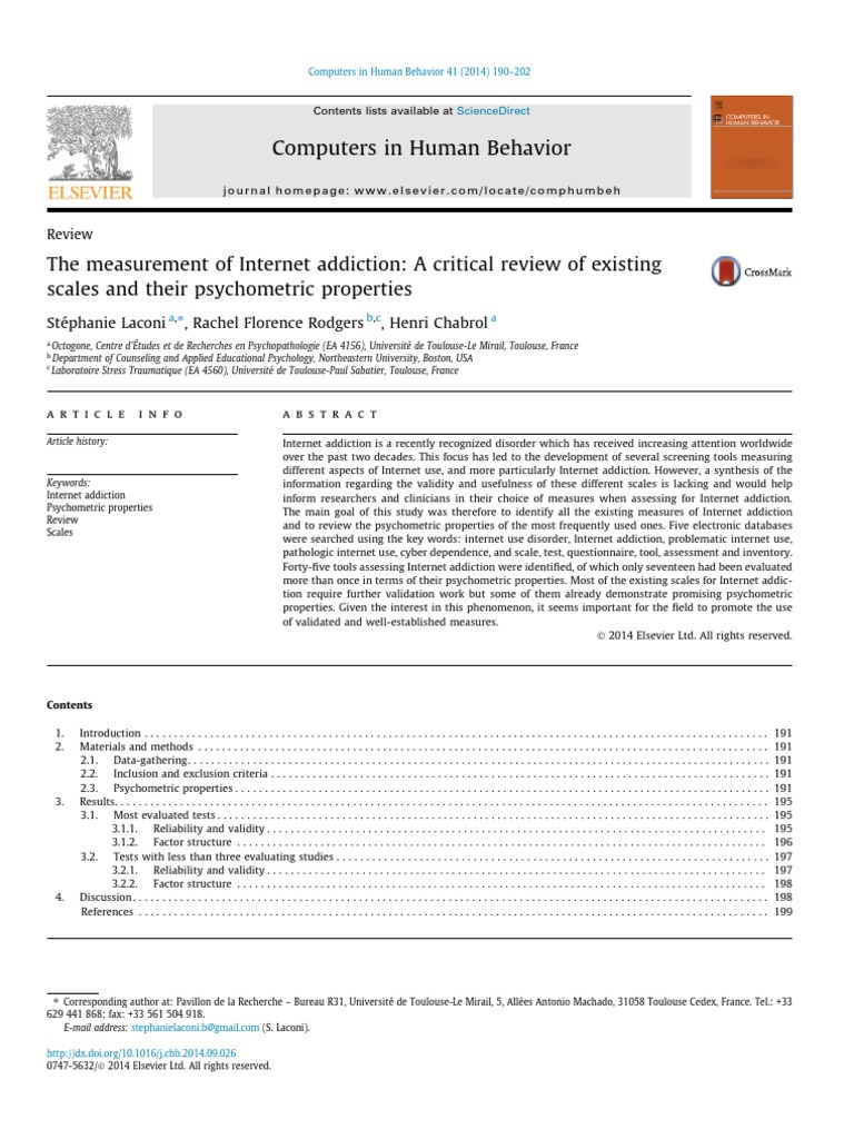The Measurement of Internet Addiction PDF | PDF | Psychometrics ...
