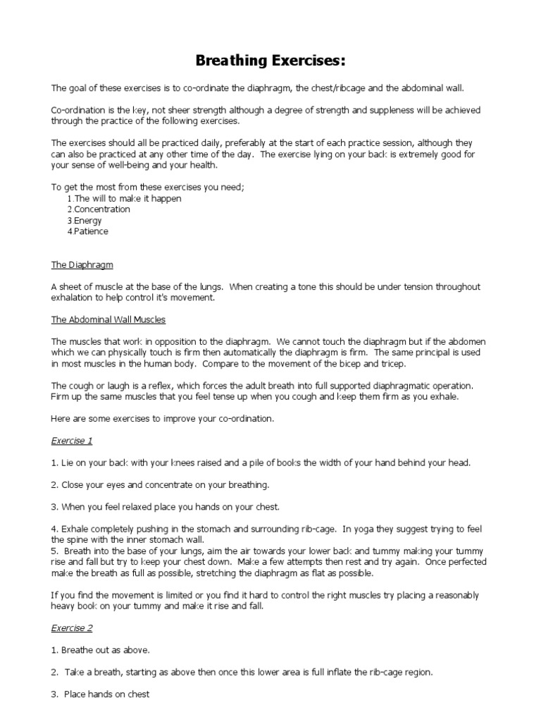 Breathing Handout | PDF | Exhalation | Breathing