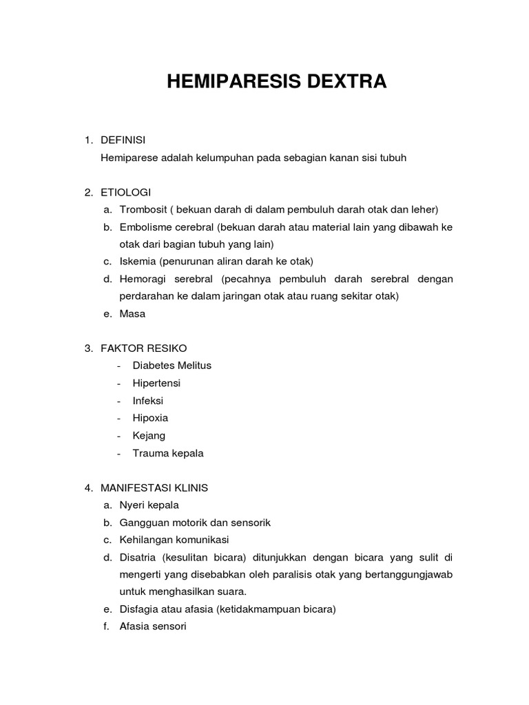 Hemiparesis Dextra | PDF