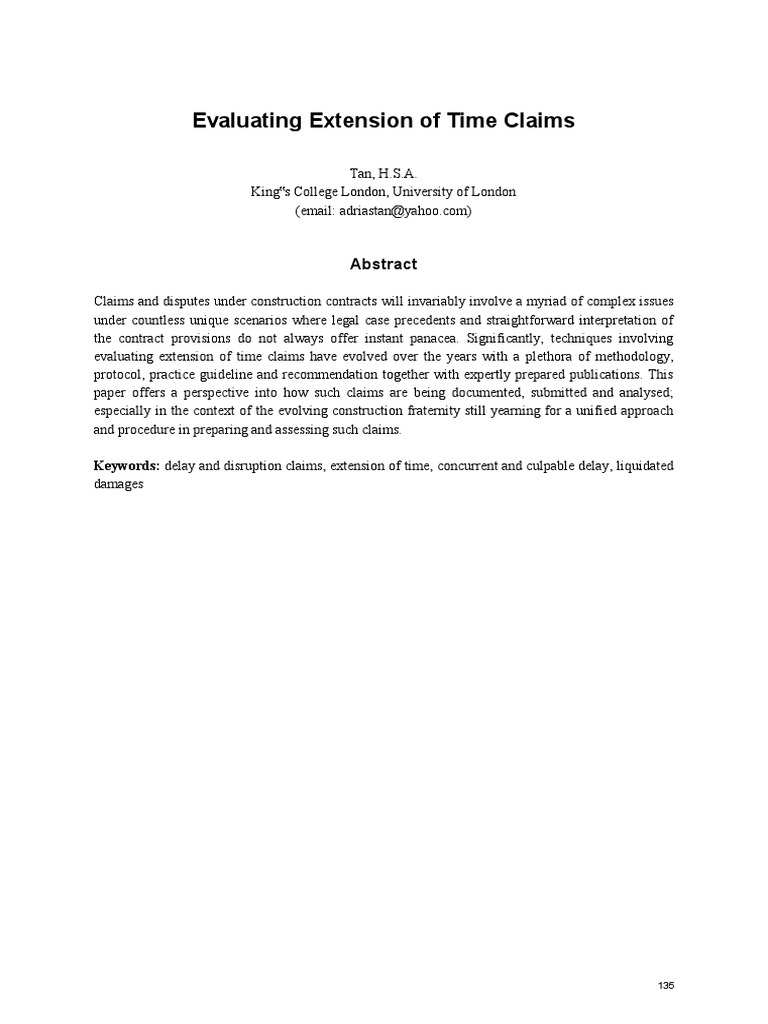 Extension of Time Claims Analysis | PDF