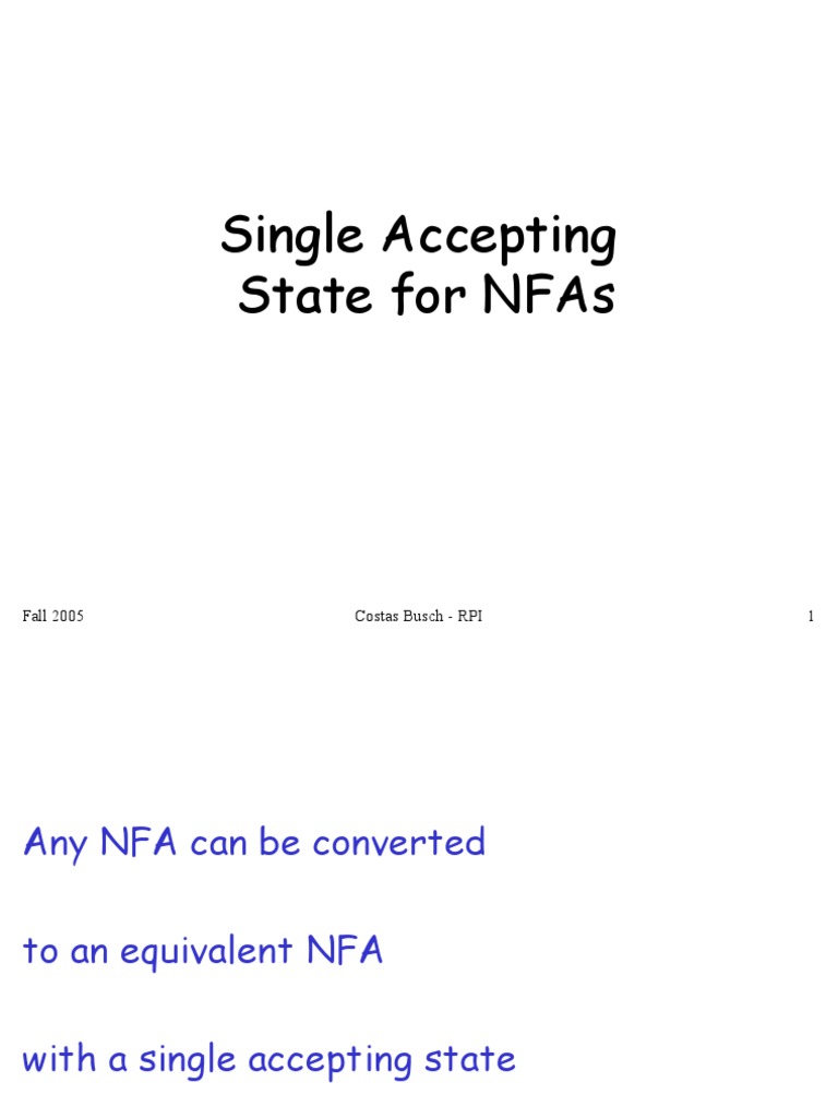 Single Accepting State NFAs Explained | PDF | Formalism (Deductive ...
