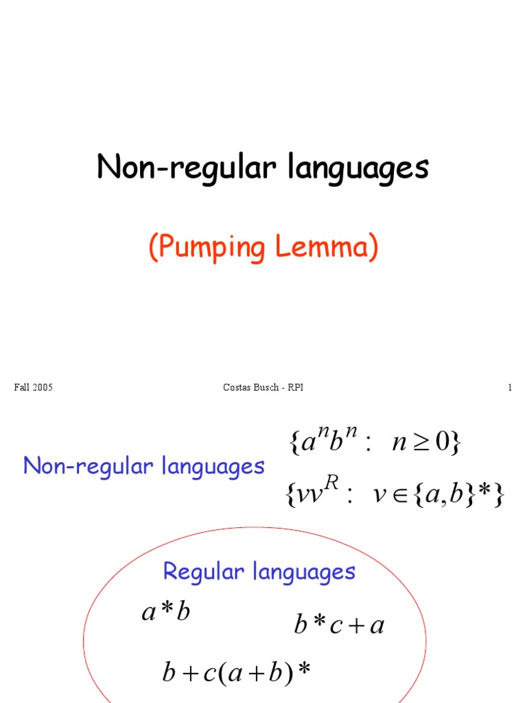 Non-Regular Languages: (Pumping Lemma) | PDF | Discrete Mathematics | Metalogic