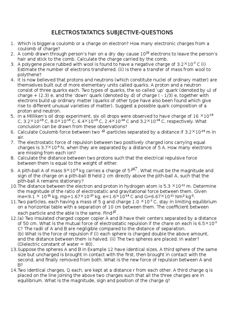 Electrostatic Forces, Charges and Fields | PDF | Electric Charge | Electron
