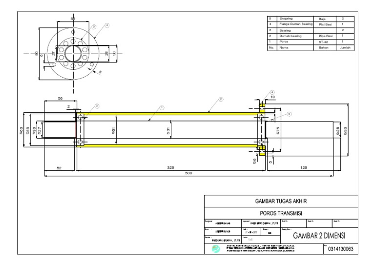 Gambar Teknik Poros TA-Model | PDF