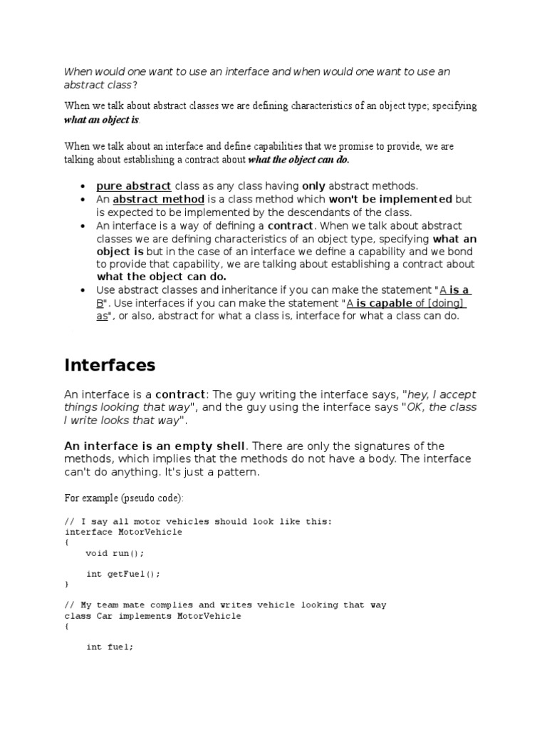 Interface And Abstract Class Pdf Class Computer Programming Method Computer Programming 9102