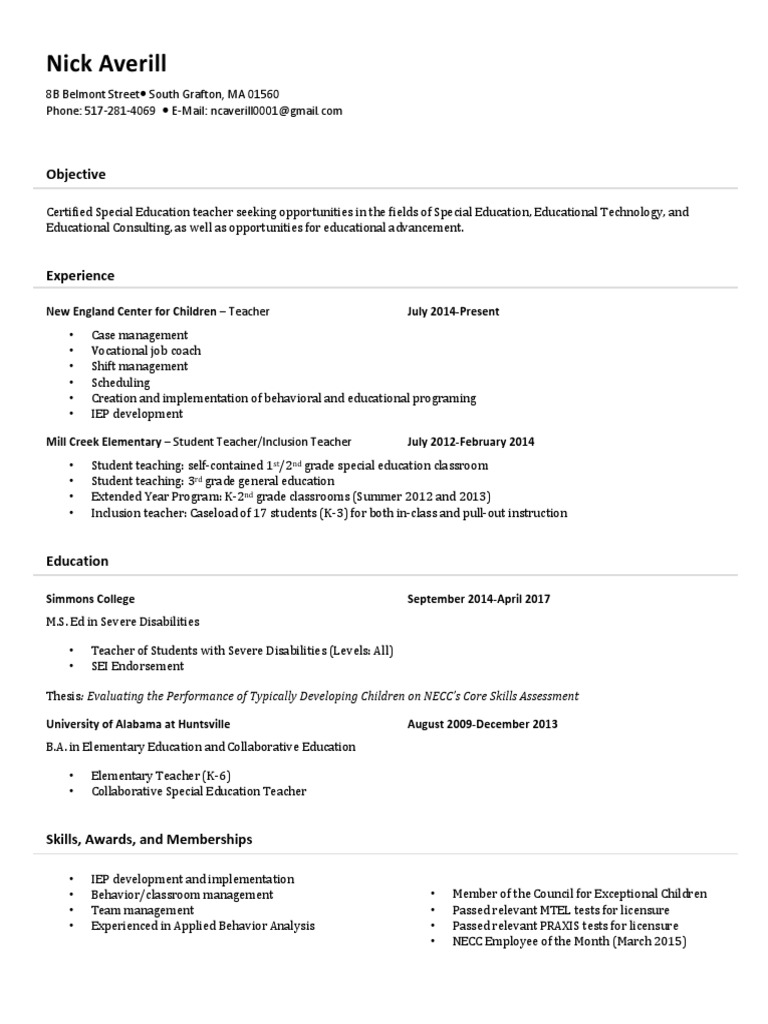 Nick Averill Resume | PDF