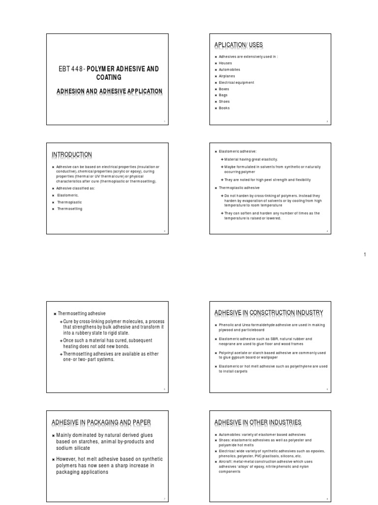 Adhesion and Adhesive Application | PDF | Adhesive | Epoxy
