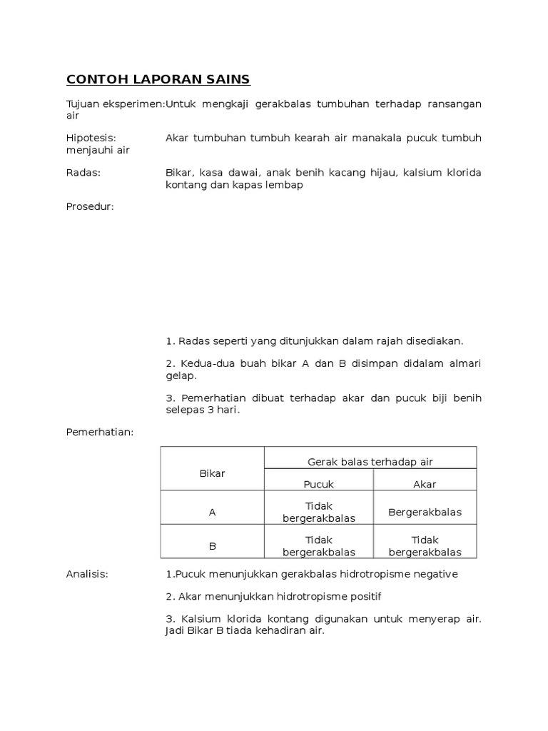 Contoh Laporan Sains Tingkatan 2 Pdf