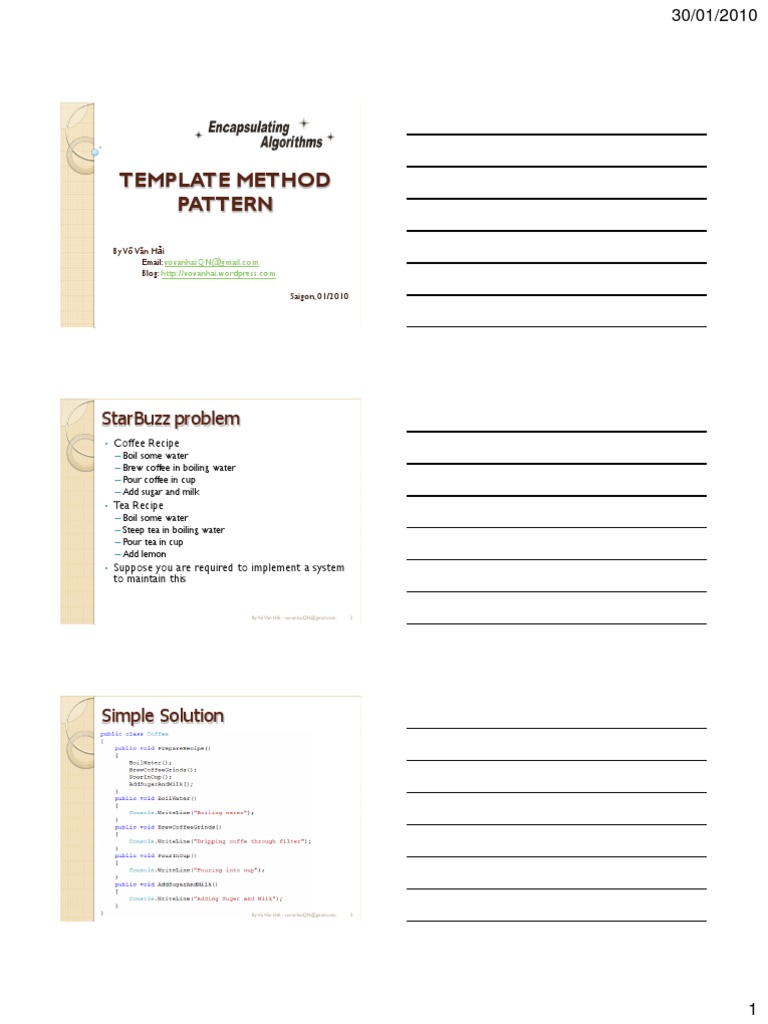 Template Method Pattern: Starbuzz Problem | PDF | Inheritance (Object Oriented Programming ...