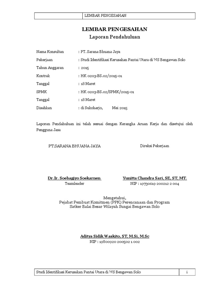 00.lembar Pengesahan Lap - Pendahuluan | PDF