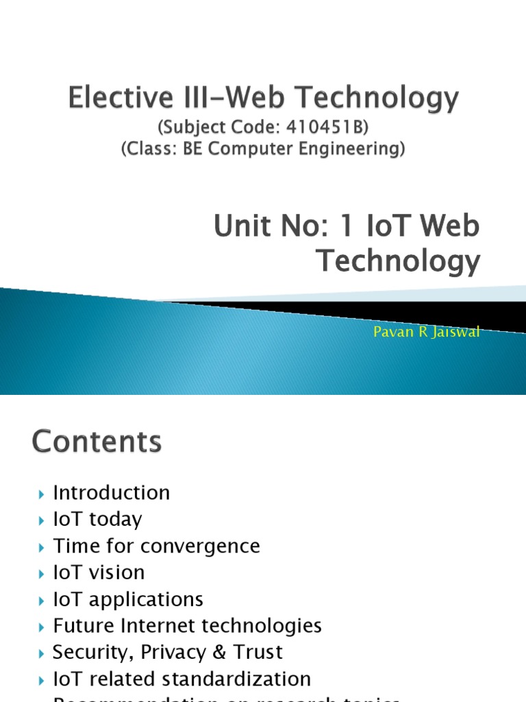 Unit 1 - IoT Web Technology | PDF | Internet Of Things | Digital Technology