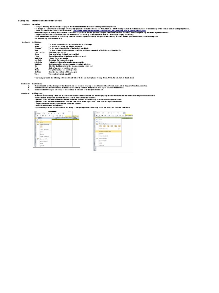 Tea Library v0.2 | PDF | Tea | Microsoft Excel