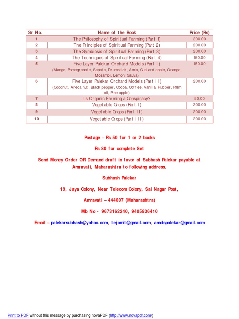 Subhash Palekar Book List and Prices | PDF