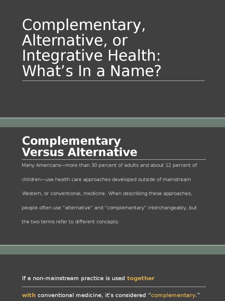 Complementary, Alternative, and Integrative Health | PDF