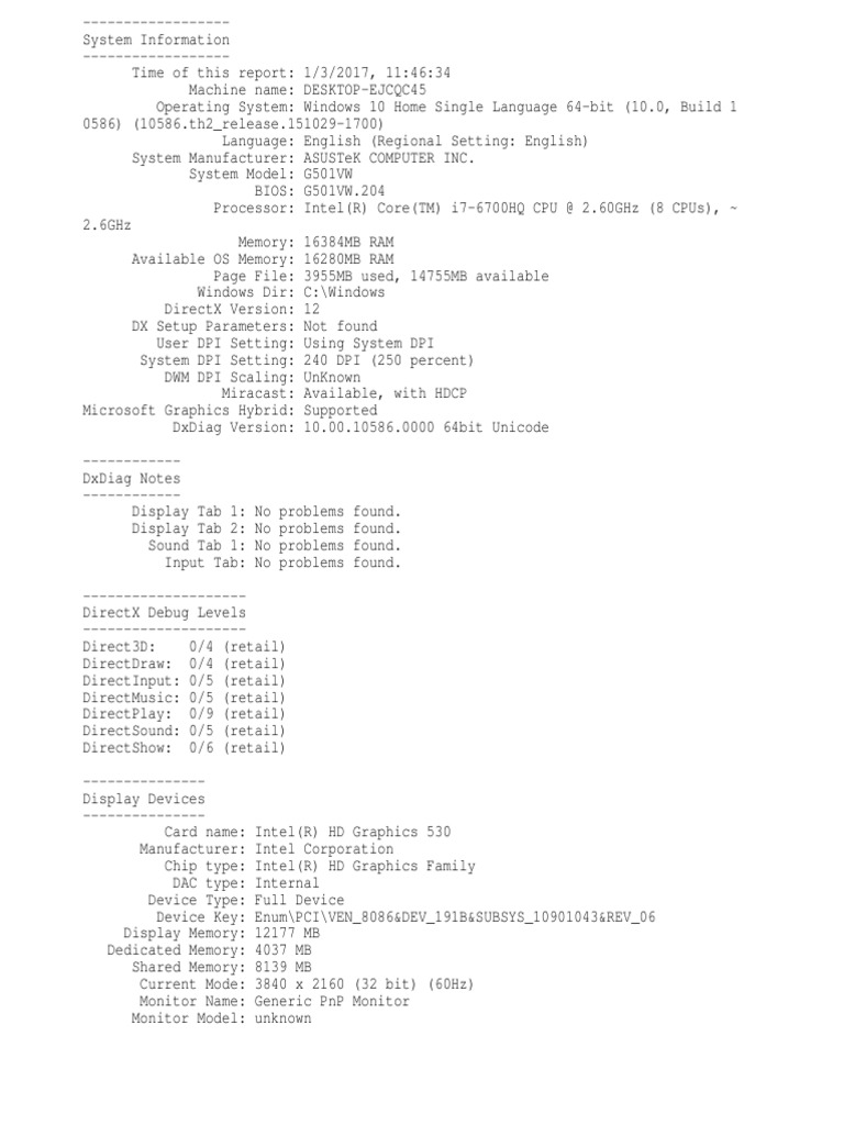 DX Diag | PDF | Device Driver | Office Equipment