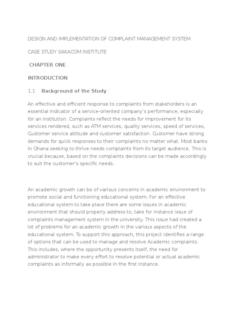 Design and Implementation of Complaint Management System | PDF ...