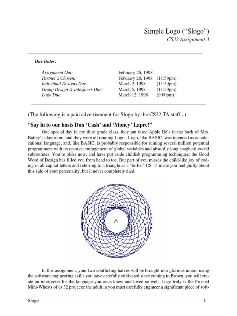 Slogo: A Concise Guide to CS32's Simple Logo Assignment | PDF | Parsing ...