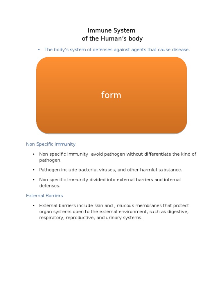 The Body's System of Defenses Against Agents That Cause Disease | PDF ...