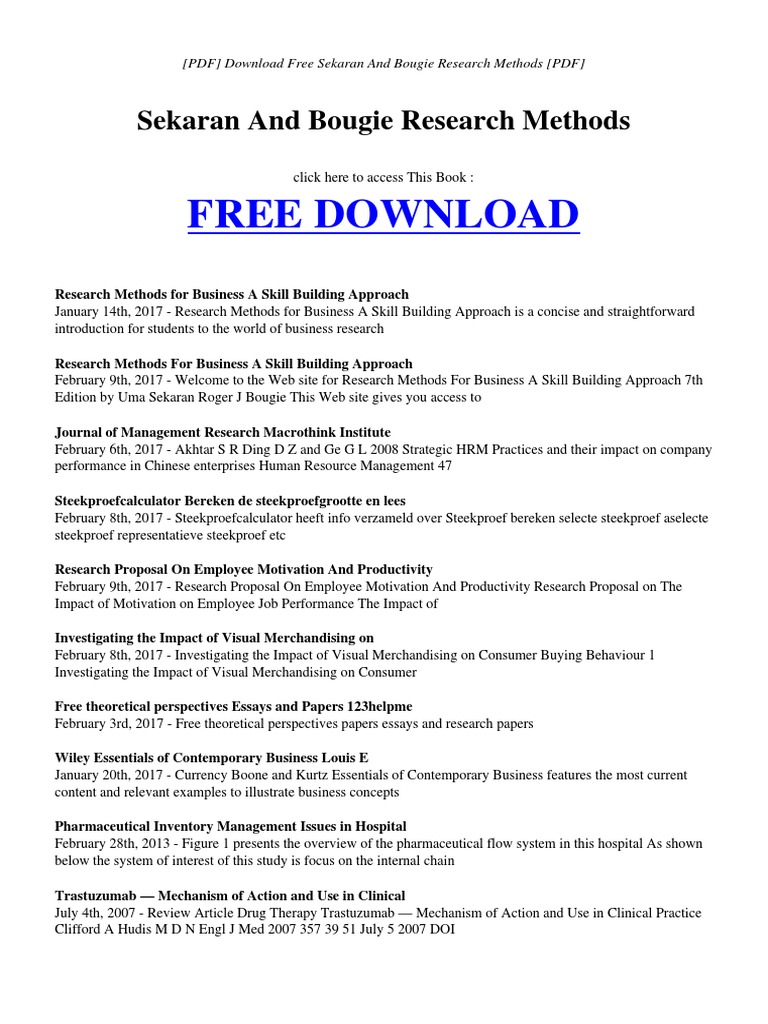 Sekaran and Bougie Research Methods | PDF | Portable Document Format ...