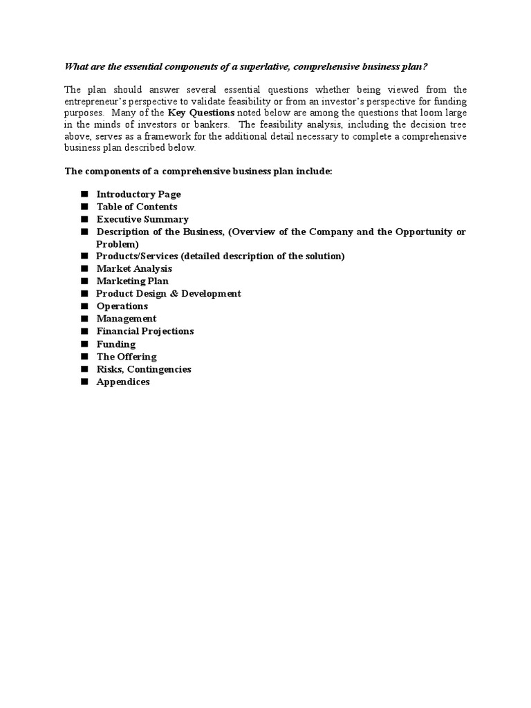 Essential Components of A Business Plan | PDF