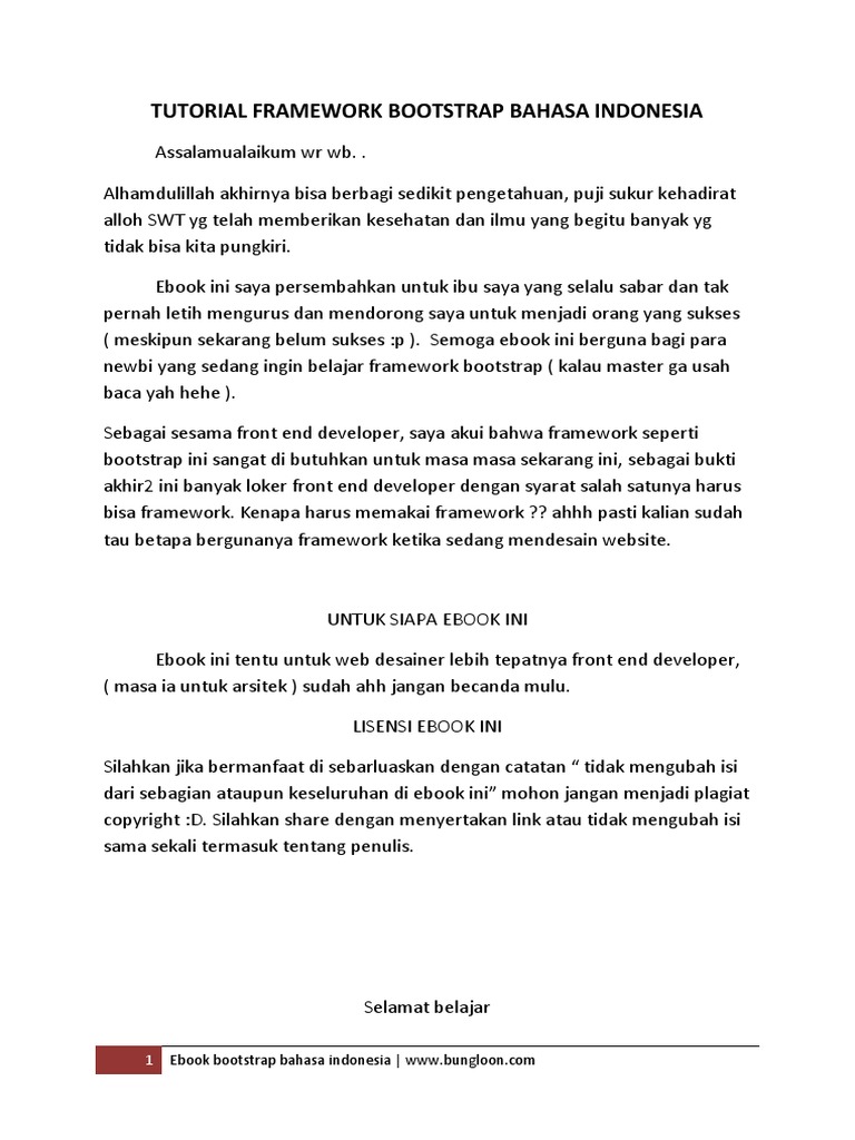Tutorial Framework Bootstrap Bahasa Indo PDF | PDF